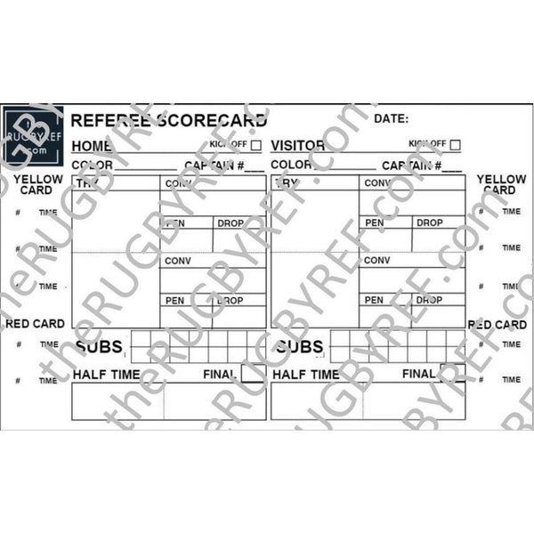 Referee Match Day Scorecards - The Rugby Shop North America